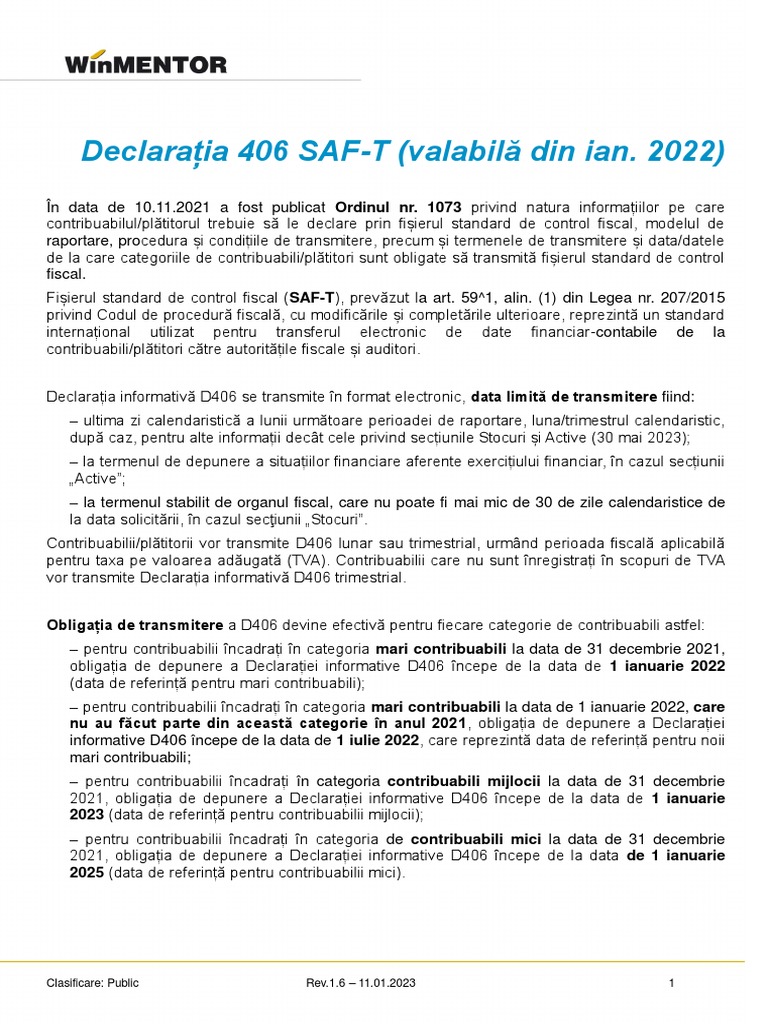 WMC-Declaratia 406 SAF-T | PDF