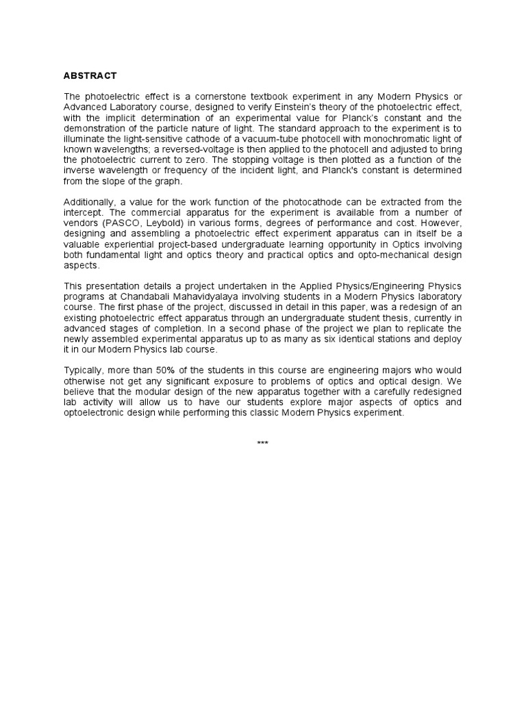 Modern Physics Lab: Photoelectric Effect | PDF