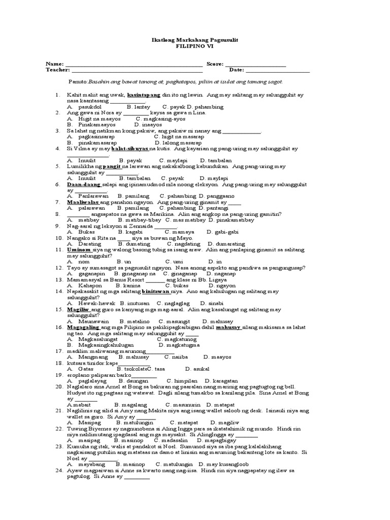 PT Filipino 6 q3 | PDF