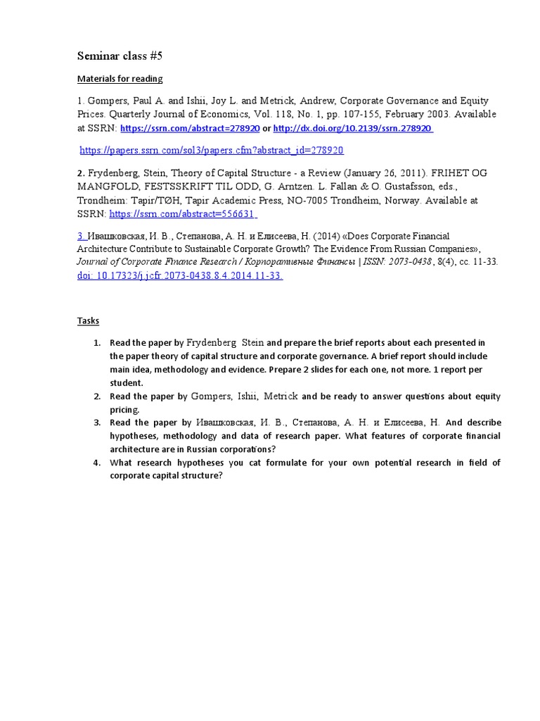 Seminar Class 5 | PDF