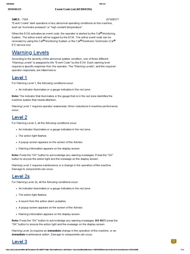 Warning Levels: Level 1 | PDF