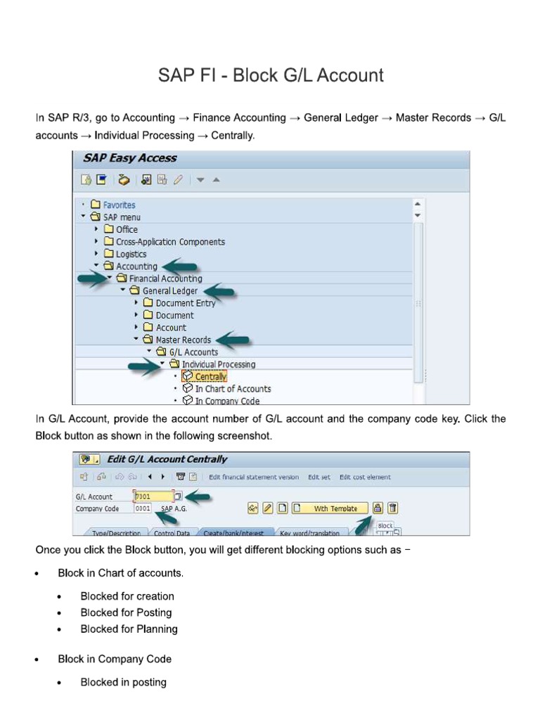 Sap Fico Block GL Master | PDF