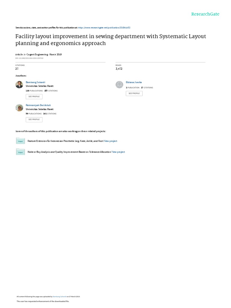 Facility Layout Improvement in Sewing Department With Systematic Layout Planning and Ergonomics ...