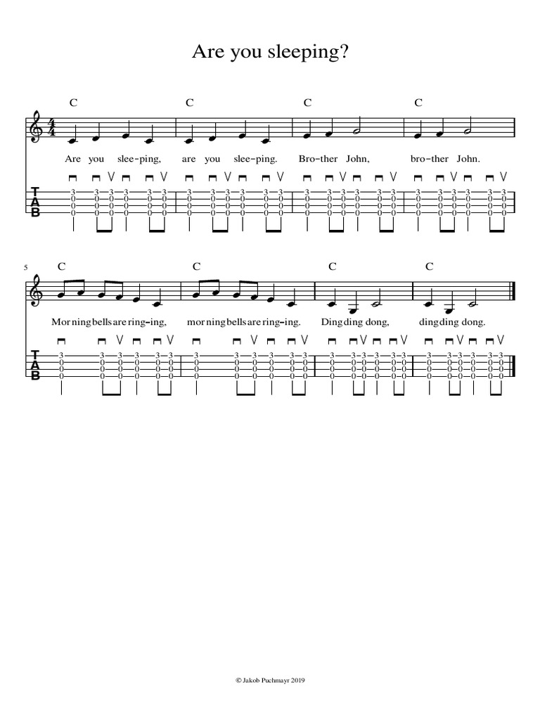 Are You Sleeping Ukulele Tabs | PDF