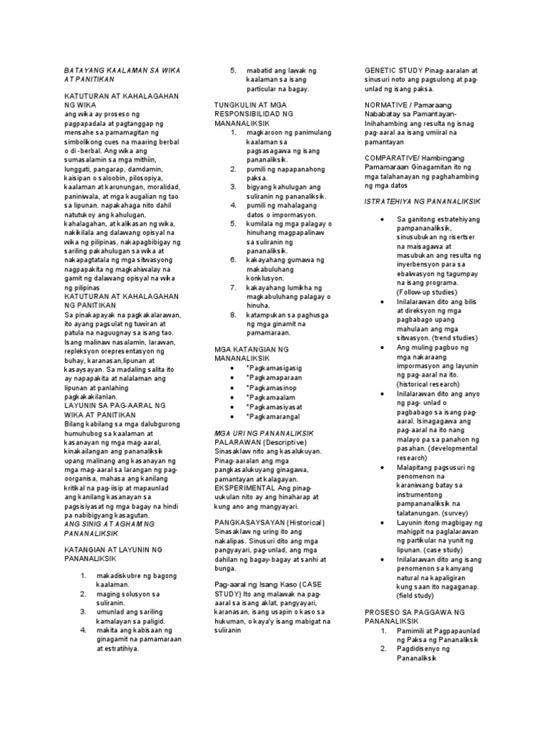 Pananaliksik Reviewer Pdf
