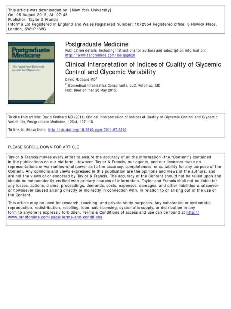 Clinical Interpretation of Indices of Quality of Glycemic Control and ...