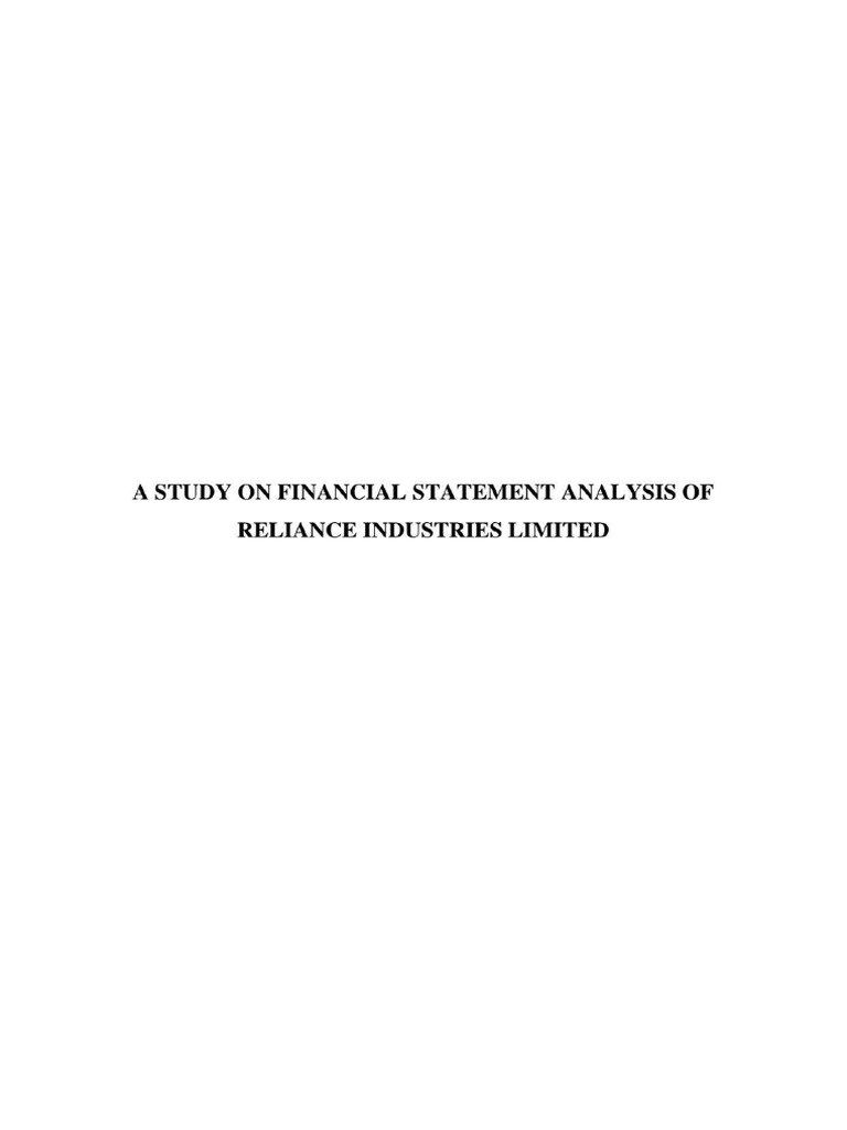 A Study On Financial Statement Analysis of Reliance Industries Limited ...