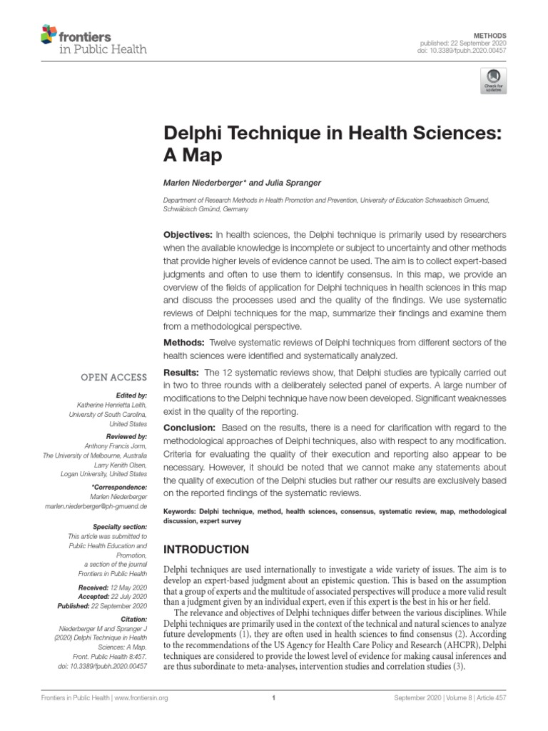 Delphi Technique in Health Sciences - A Map | PDF | Methodology | Quantitative Research