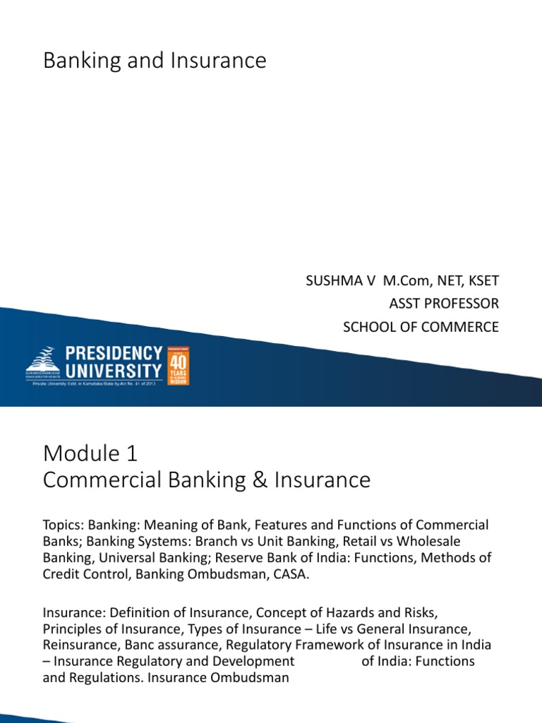 Unit 1 Banking and Insurance | PDF | Banks | Insurance
