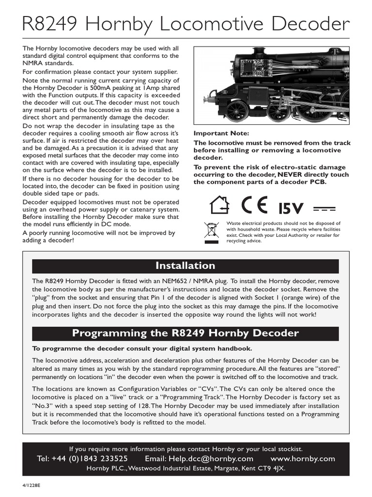 R8249 Locomotive Decoder Leaflet | PDF | Coefficient Of Variation | Electrical Engineering