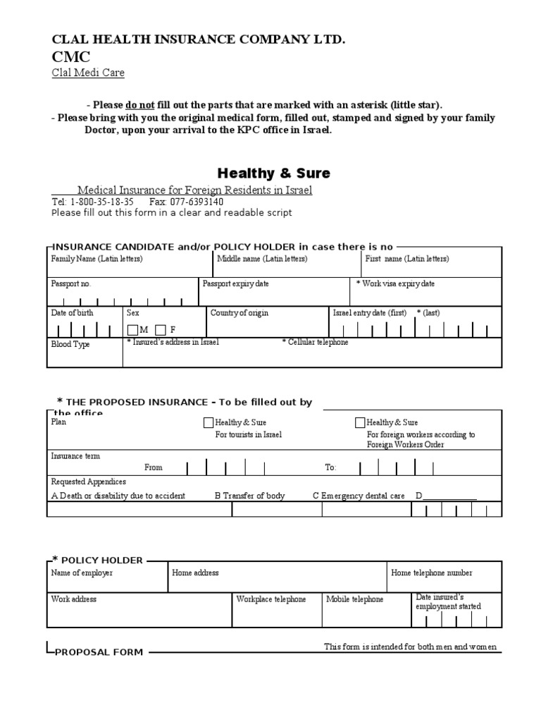 Clal Health Insurance Company LTD.: Healthy & Sure | PDF | Insurance ...