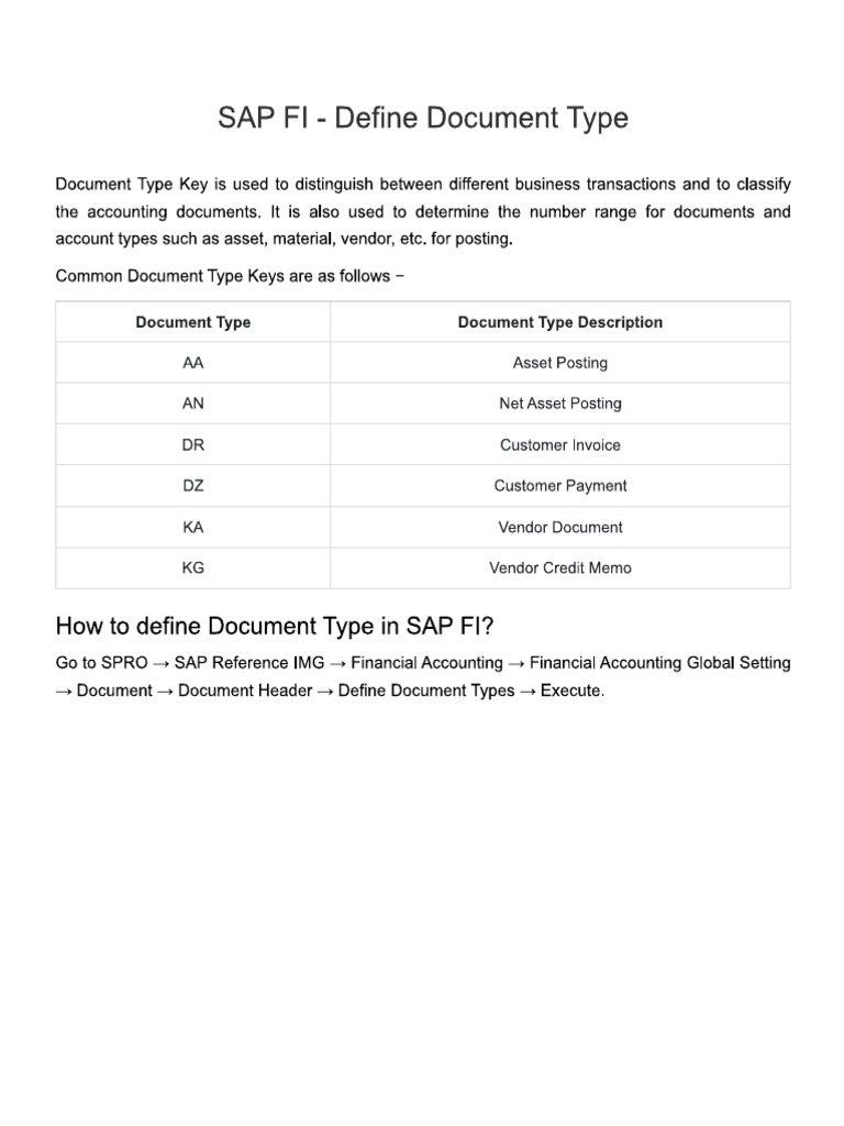 Sap Document Types | PDF