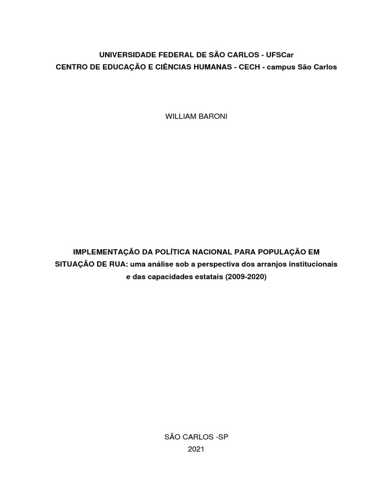 William Baroni | PDF | Trabalho social | Sociologia