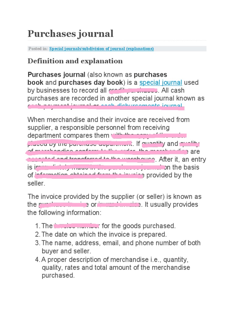 Recording Credit Purchases and Accounts Payable with a Purchases ...