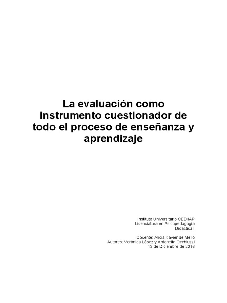 Verónica y Antonella Evaluacion PRONTO | PDF | Evaluación | Enseñando