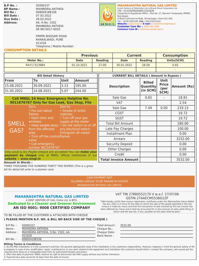 MNGL Bill Format __ MNGL SEP2021 | PDF