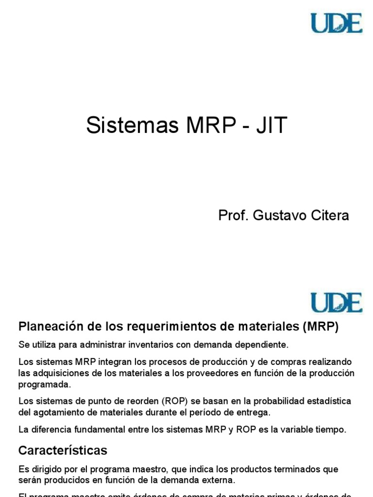 Sistemas MRP - JIT | PDF | Procesos de negocio | Economias