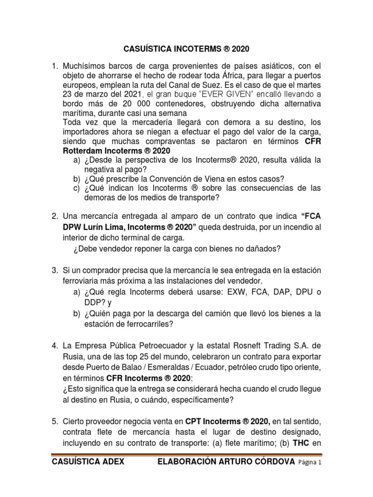 Casuística Incoterms Tex | PDF