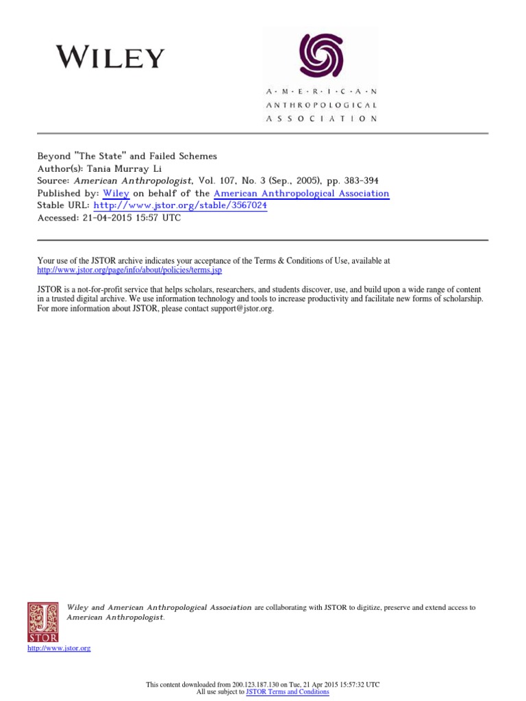 Beyond State Schemes: Tania Murray Li | PDF