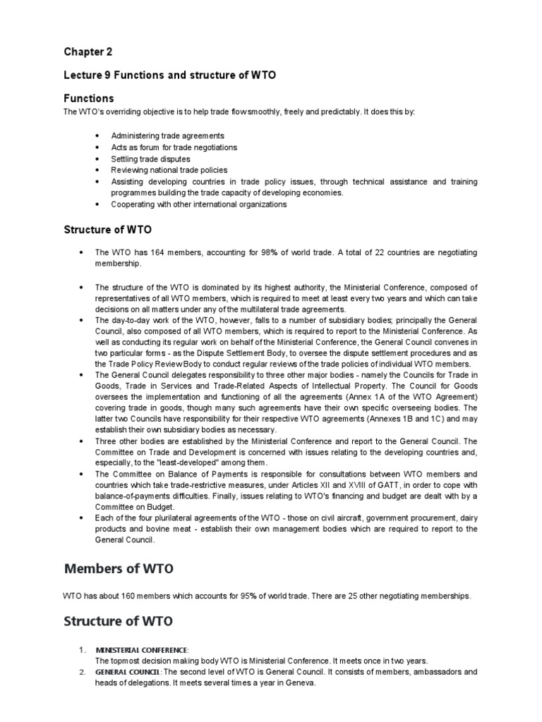 2.3 Functions and Structure of Wto | PDF | World Trade Organization ...
