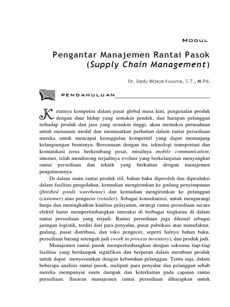 Pengantar Manajemen Rantai Pasok (Supply Chain Management) : Modul | PDF