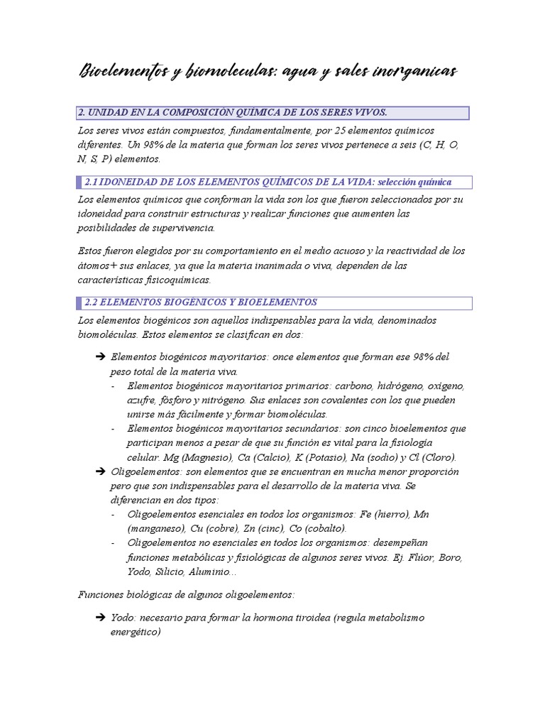 Resumen Biología Tema 1 y 2 - 2º Bach | PDF