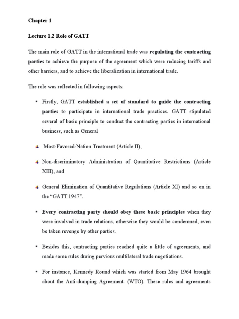 1.2 Role of Gatt | PDF