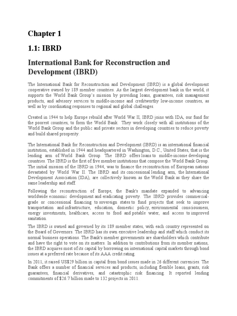 1.2 International Bank For Reconstruction and Development (IBRD) | PDF