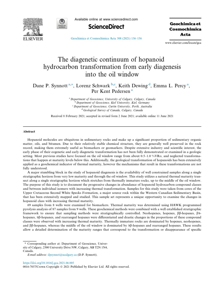 Continium of Hopane From Immature To Oil Window Gca | PDF | Gas ...