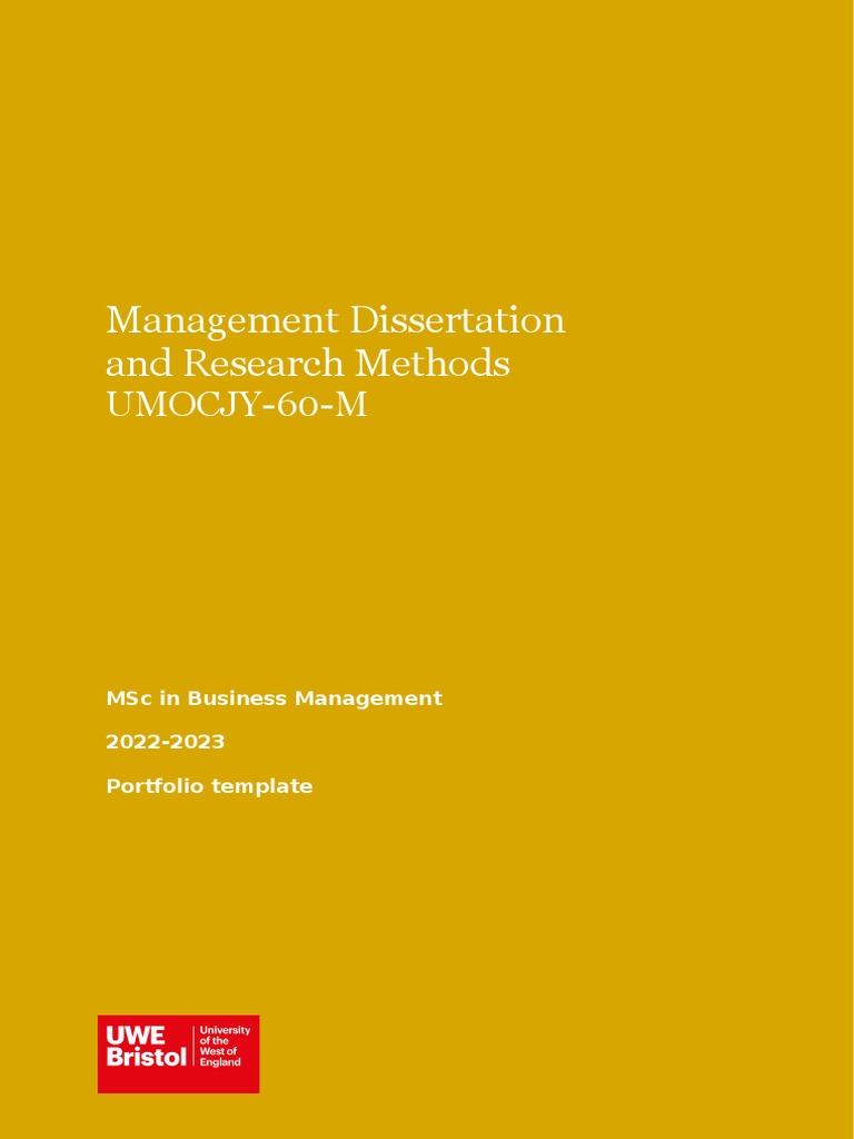 UWE Dissertation Portfolio Guide | PDF | Sampling (Statistics) | Thesis