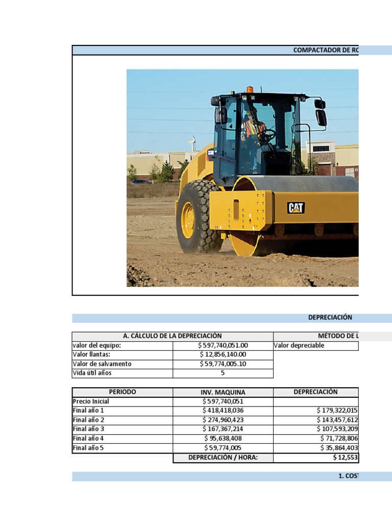 Compactador de Rodillo Liso Caterpillar | PDF | Depreciación
