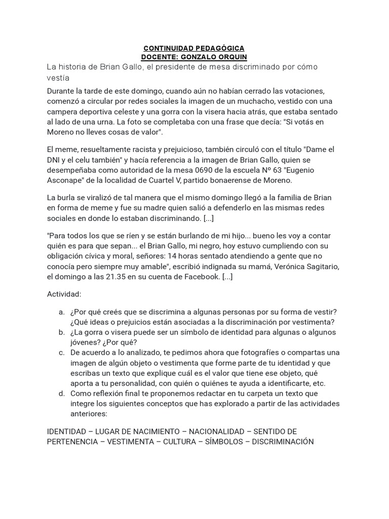 La Historia de Brian Gallo, El Presidente de Mesa Discriminado Por Cómo ...