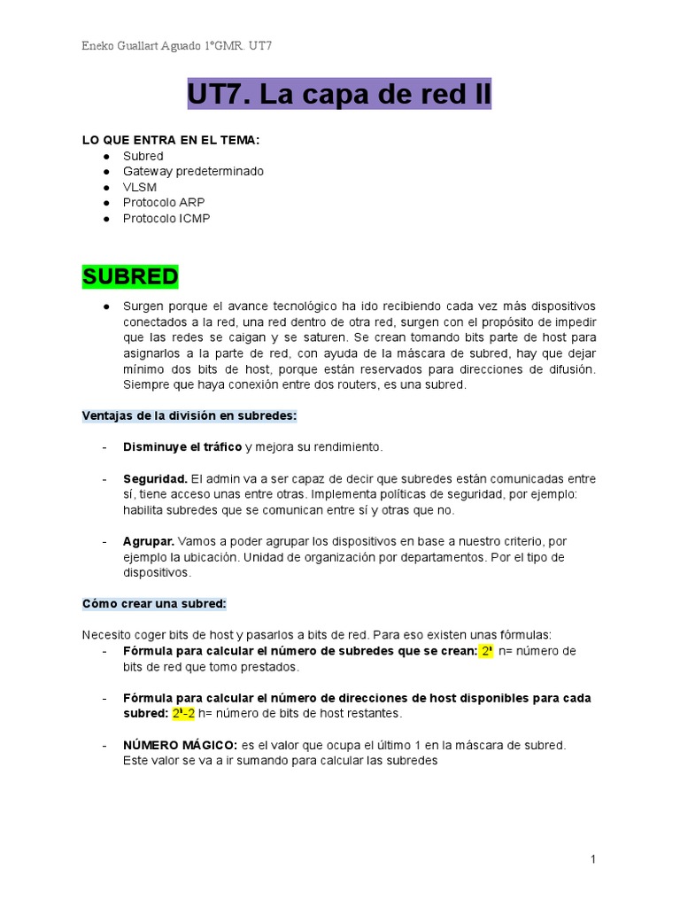 UT7. La Capa de Red II | PDF | Enrutador (Computación) | Protocolos de ...