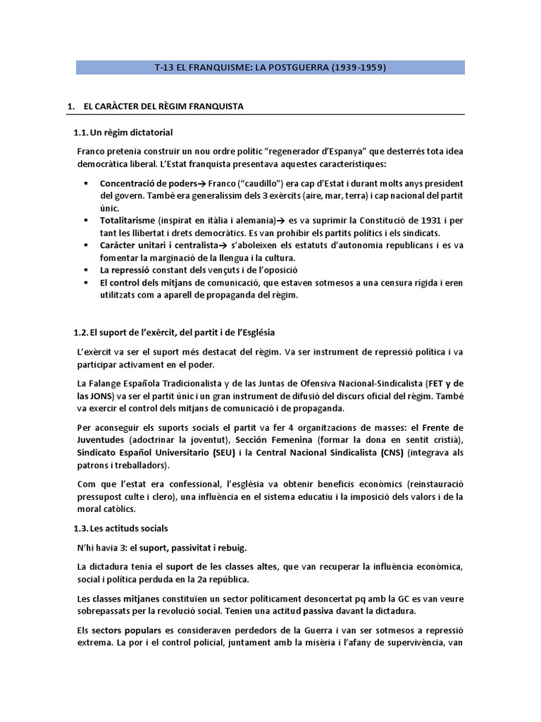 Franquisme Resum | PDF