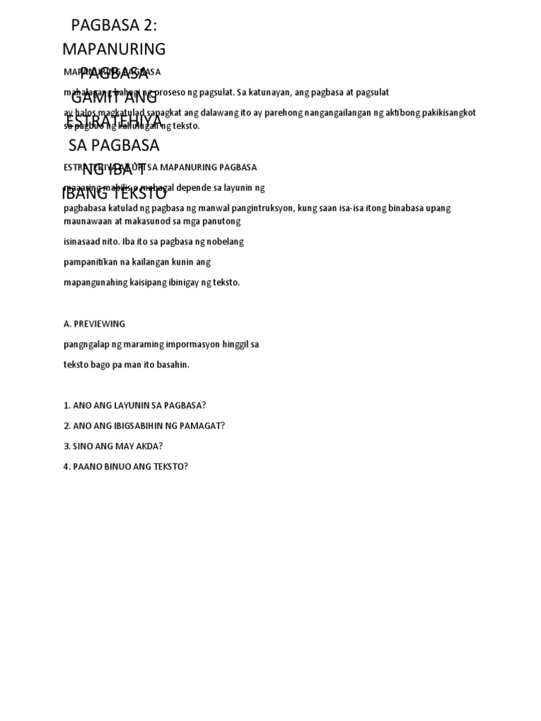 Mapanuring Pagbasa | PDF