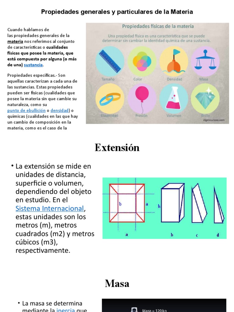 Propiedades Generales y Particulares de La Materia | PDF | Importar | Masa