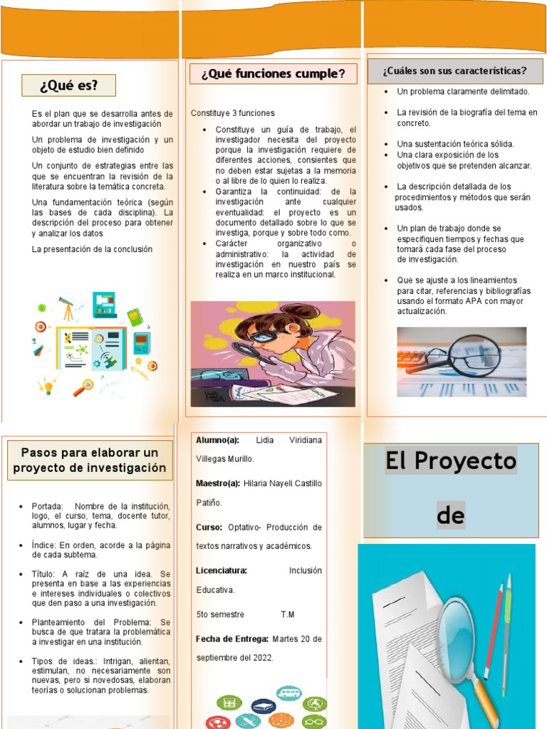 Triptico Sobre El Proyecto de Investigacion. | PDF