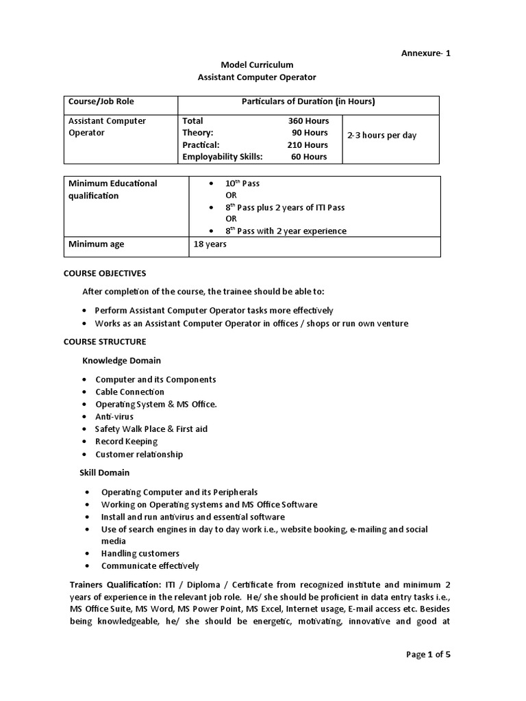 Assistant Computer Operator Course Syllabus | PDF | Antivirus Software ...