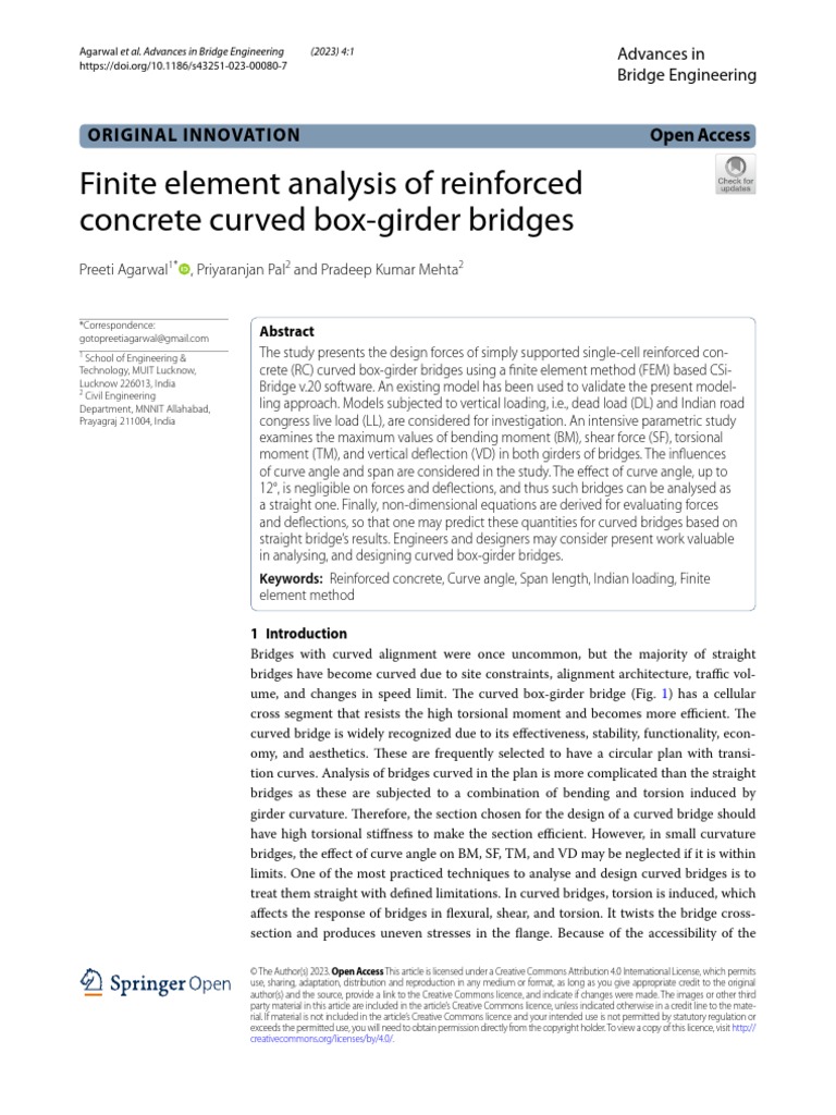 Finite Element Analysis of Reinforced Concrete Curved Box-Girder Bridges | PDF