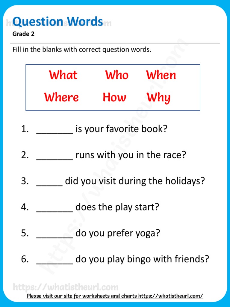 Question Words For Grade 2 Exercise 2 | PDF