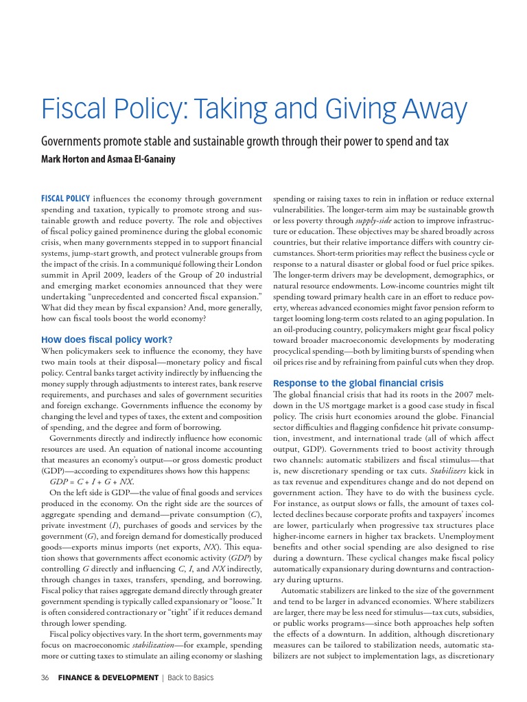 Fiscal-Policy - Taking and Giving Advise | PDF | Finance & Money ...