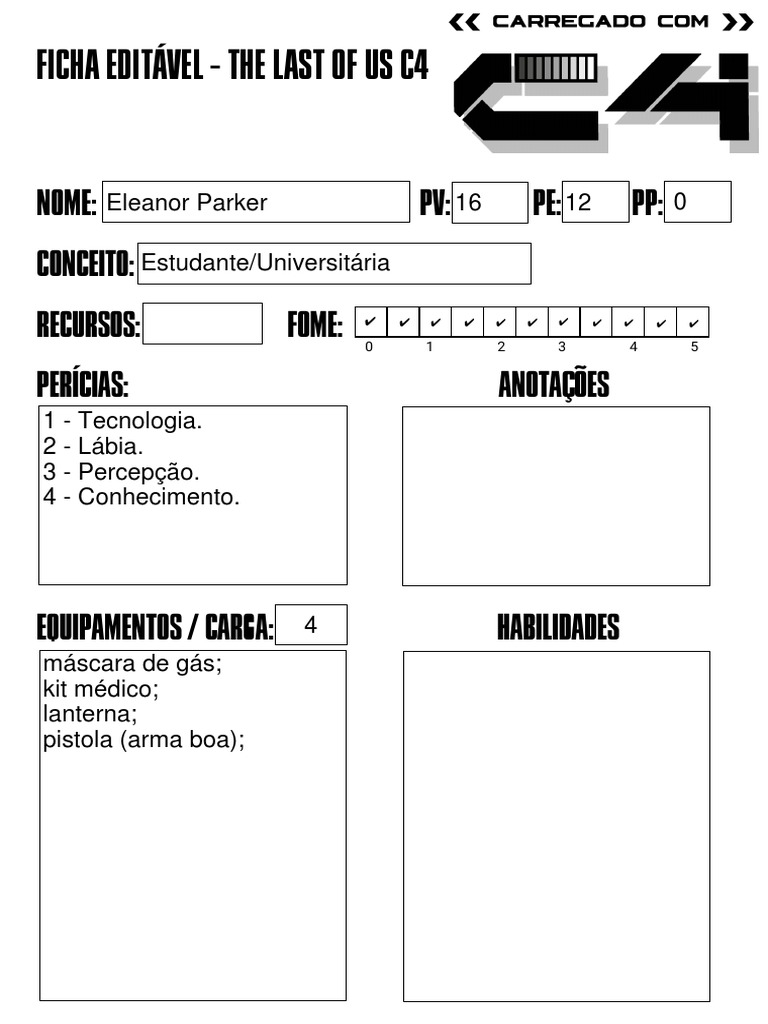 The Last of Us C4 - Ficha Editavel | PDF