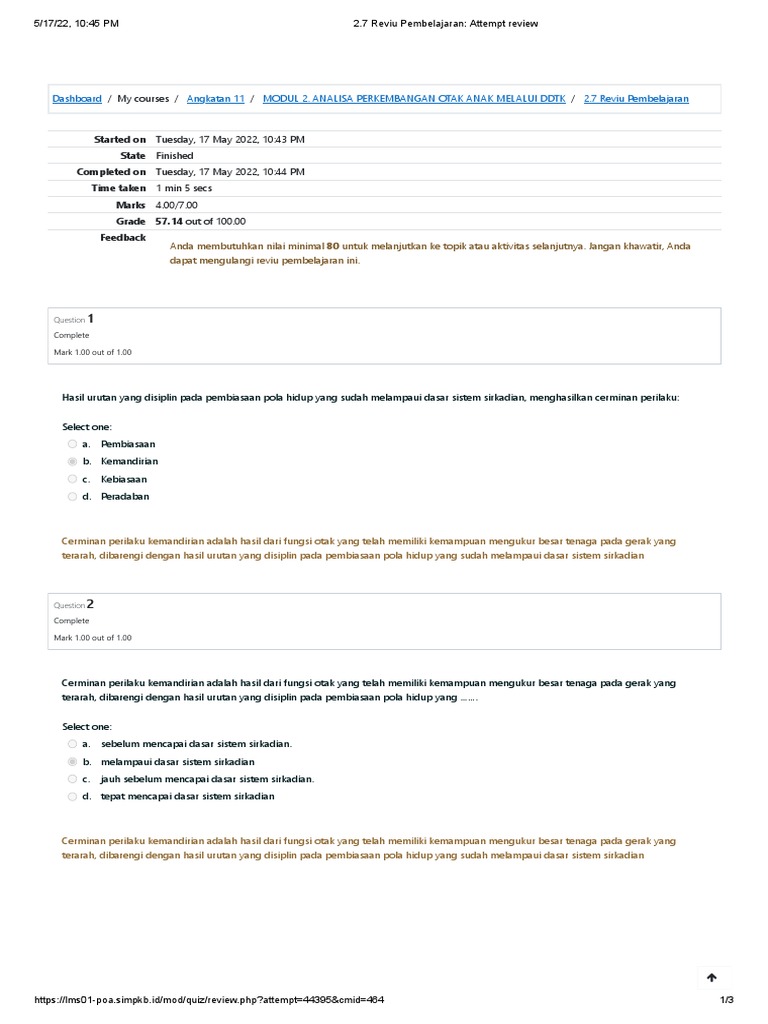 2.7 Reviu Pembelajaran - Attempt Review5 | PDF