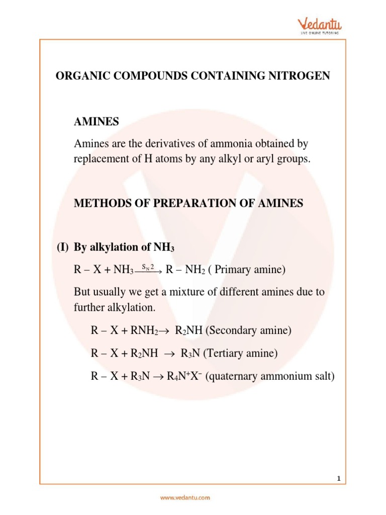 Organic Compounds Containing Nitrogen | PDF | Amine | Chemical Elements
