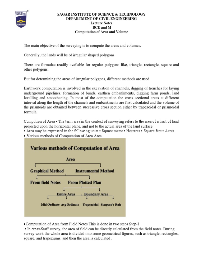 Computation of Area and Volume Notes | PDF | Area | Geometry