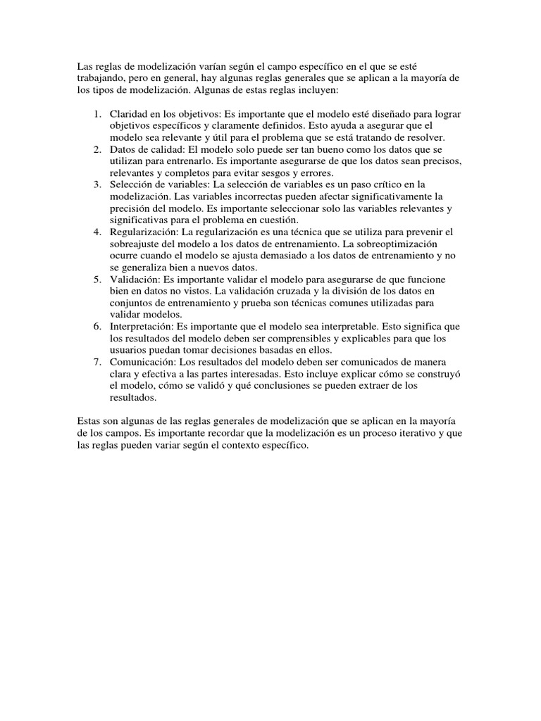 Reglas de Modelización | PDF