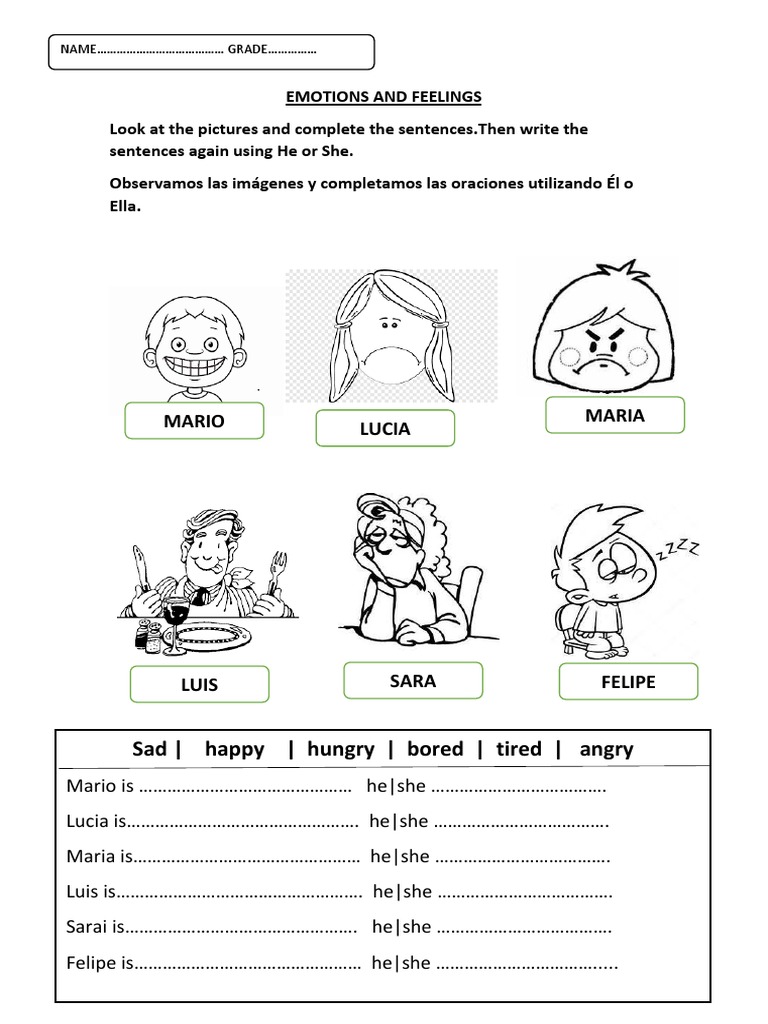 Emotions and Feelings Imprimir | PDF