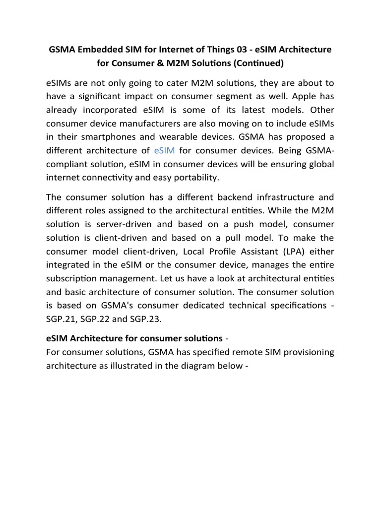 TCH03 eSIM Architecture For Consumer & M2M Solution | PDF ...
