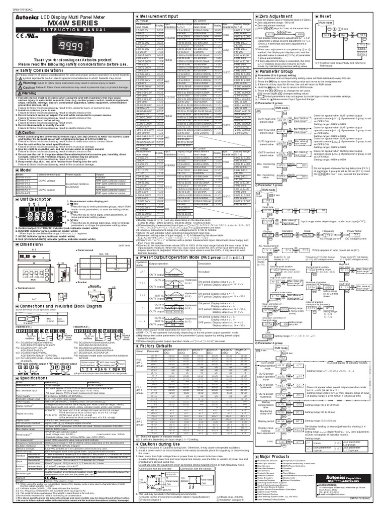 Autonics MX4W Series Manual | PDF