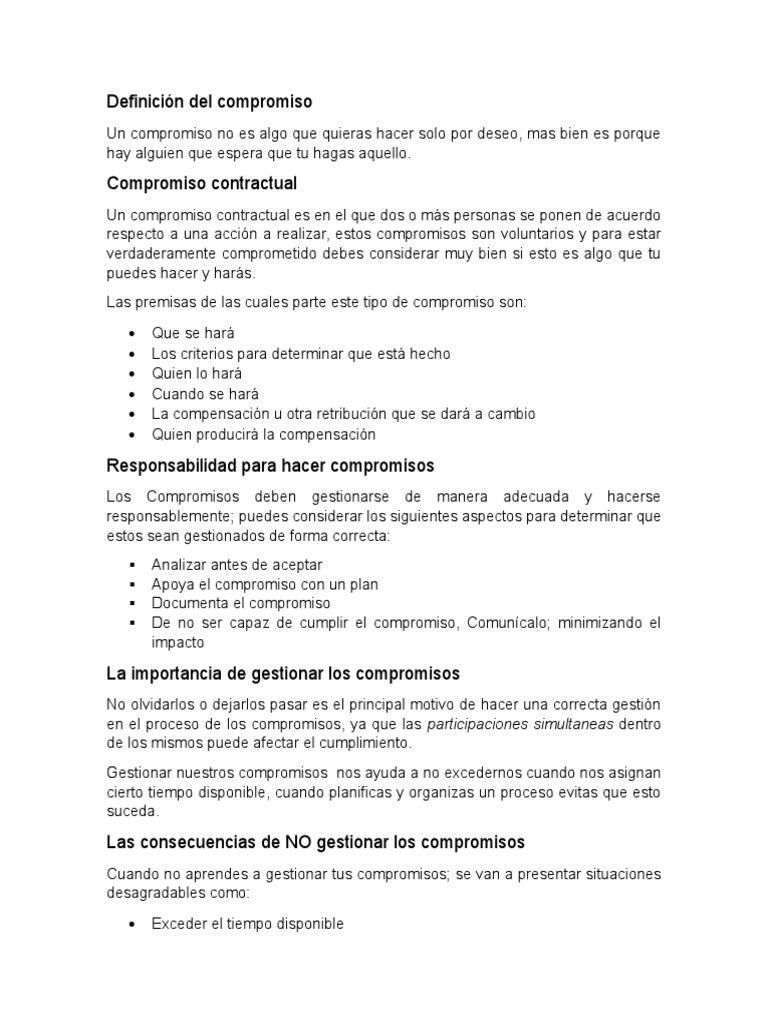 Definición del compromiso | PDF